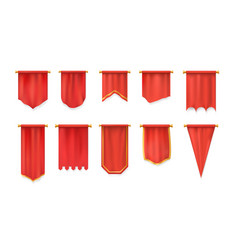 Red realistic pennant set empty triangle banners Vector Image