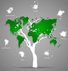 Tree shaped world map Royalty Free Vector Image