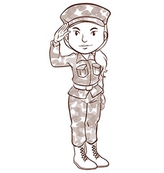 A sketch of female soldier Royalty Free Vector Image