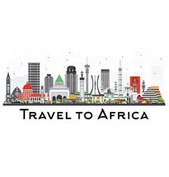 Africa skyline with famous landmarks and Vector Image