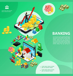 Banking isometric flowchart Royalty Free Vector Image