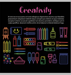 Kids creativity poster of art and drawing tools Vector Image