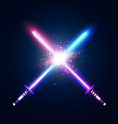 Abstract background two crossed neon swords fight Vector Image