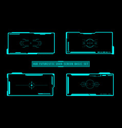 Hud virtual futuristic elements set green object Vector Image