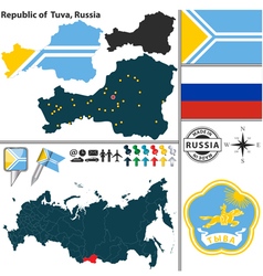 Republics of russia with flags Royalty Free Vector Image