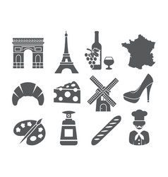 Travel paris icon set famous places france Vector Image