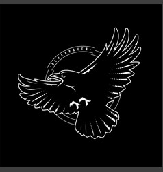 Black raven in flight logo emblem Royalty Free Vector Image