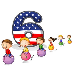 Girl with number six banner Royalty Free Vector Image