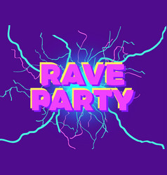 Rave party text banner psychedelic striped Vector Image