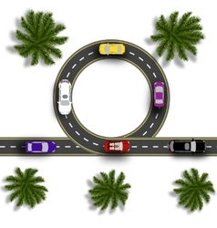 Winding road with markings view from above Vector Image