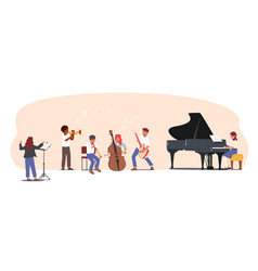 Children play music cartoon kid musician Vector Image