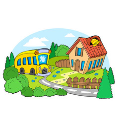 Cartoon school building Royalty Free Vector Image