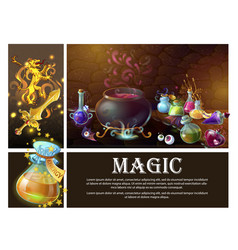 Cartoon game magic elements website template Vector Image