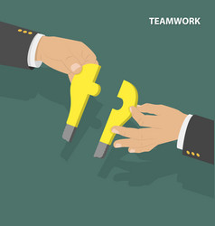 Effective teamwork flat isometric concept Vector Image