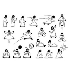 Jesus christ basic standing postures poses Vector Image