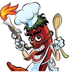 Cartoon chili pepper chef giving thumbs up Vector Image