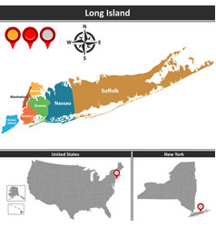 Map long island Royalty Free Vector Image - VectorStock