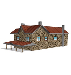 Rustic stone house autumn landscape Royalty Free Vector