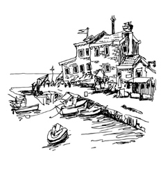 Original sketch drawing historical fort Royalty Free Vector