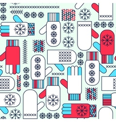 Winter mittens snowflake seamless pattern Vector Image