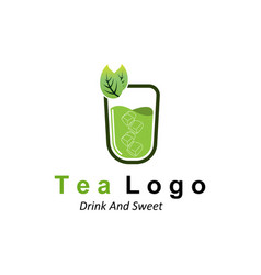 Tea logo design drink icon from green leaves Vector Image