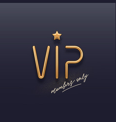 Realistic golden metal vip sign Royalty Free Vector Image