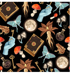 Seamless pattern with potion and magic book Vector Image