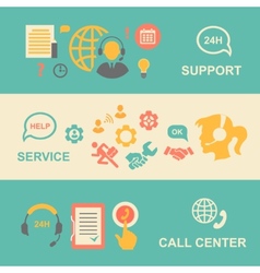 Call center 3 horizontal banners Royalty Free Vector Image
