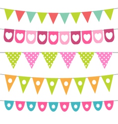 Bunting and birds borders set Royalty Free Vector Image