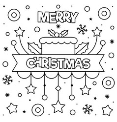 Merry christmas coloring page black and white Vector Image