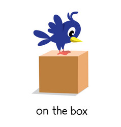 Preposition of place and movement bird and box Vector Image