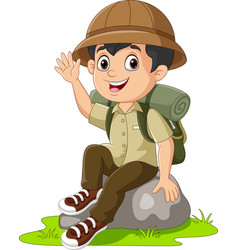 Cartoon little boy scout Royalty Free Vector Image