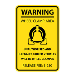 Wheel clamp information sign Royalty Free Vector Image