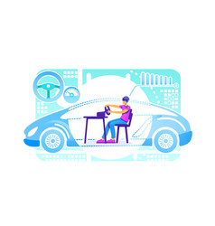 Texting while driving 2d web banner poster Vector Image