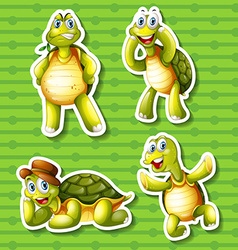Cartoon green turtle in different poses Royalty Free Vector