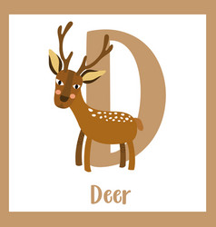 Letter d tracing deer Royalty Free Vector Image