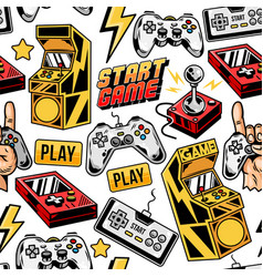 Gamer pattern seamless print with game controller Vector Image