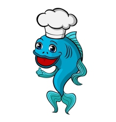 Funny chef shrimp cartoon cooking Royalty Free Vector Image