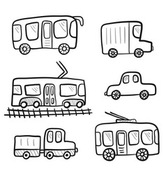 Cute cartoon colorful doodle city transport Vector Image