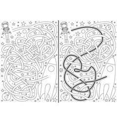 Easy firework rocket maze Royalty Free Vector Image