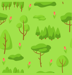 Spring landscape with forest trees and bushes Vector Image