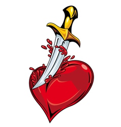 Heart with sword tattoo hand draw vintage Vector Image