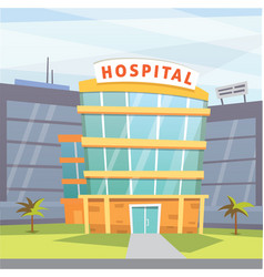 Hospital building cartoon modern Royalty Free Vector Image