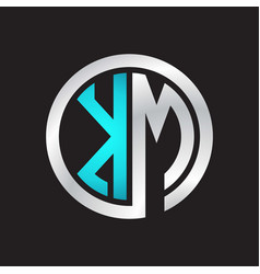 Km logo monogram with hexagon shape and outline Vector Image