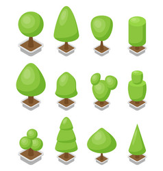 Trees set 3d isometric Royalty Free Vector Image