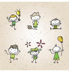 Hand drawing cartoon happy kids Royalty Free Vector Image