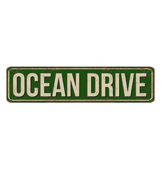 Drawing sketch ocean drive miami Royalty Free Vector Image