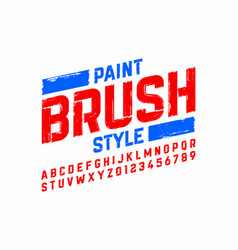 Brush stroke font alphabet letters and numbers Vector Image