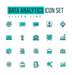 Process data analysis icon set in thin line style Vector Image
