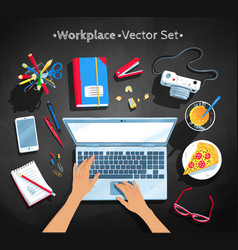 Top view set artists workplace Royalty Free Vector Image